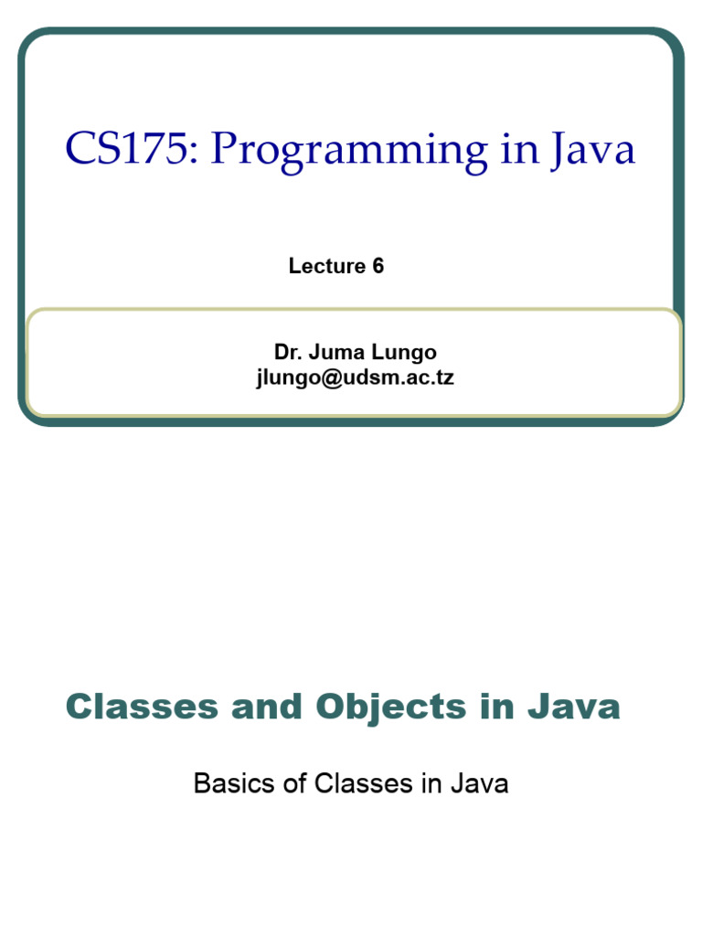 Lecture 6 Classes And Objects Pdf Method Computer Programming Class Computer Programming