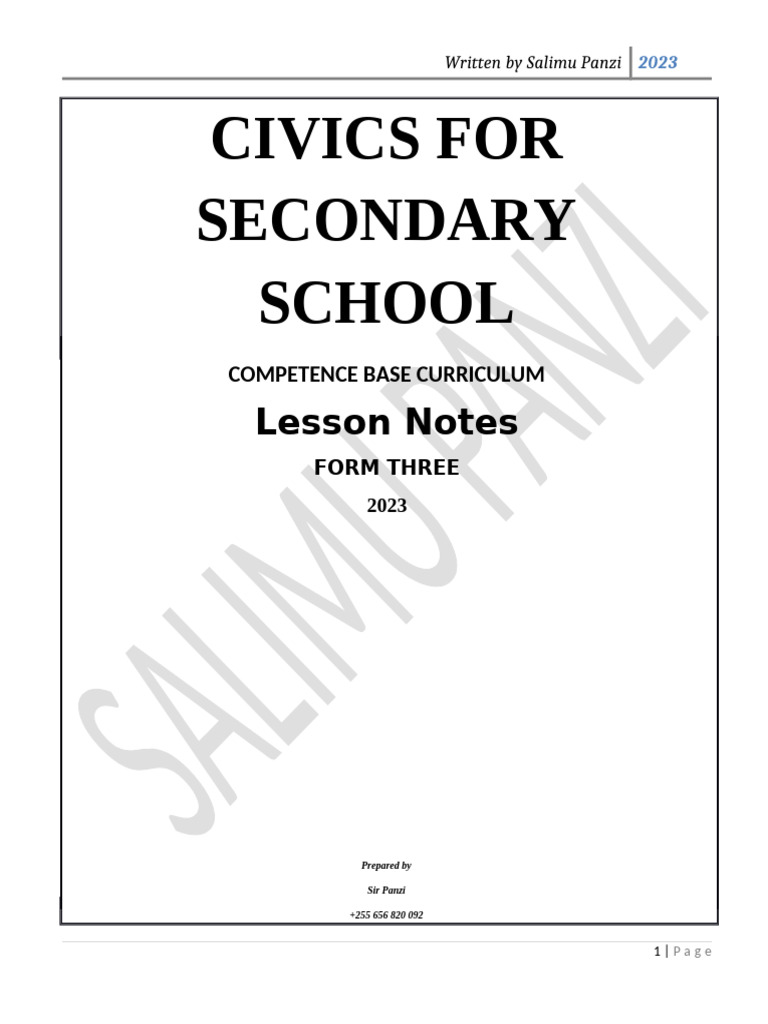 Civics Notes for Form Three Students | PDF | Millennium Development ...