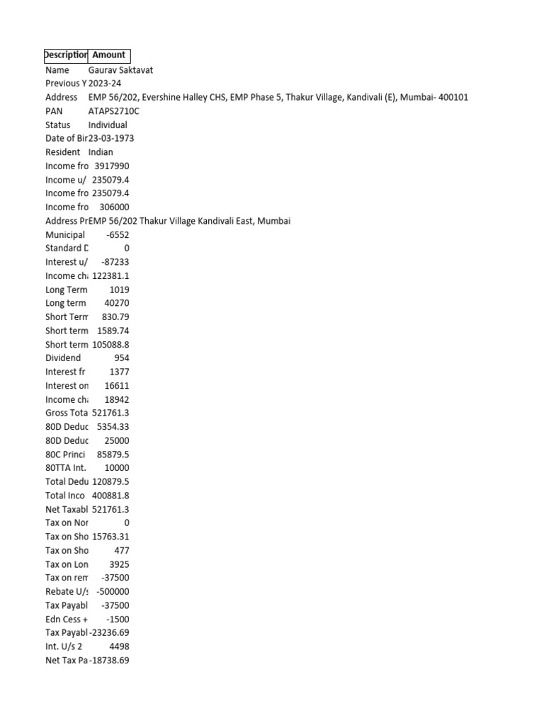 Tax Calculations Vertical | PDF