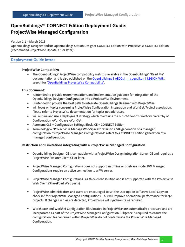 OpenBuildings Deployment Guide For ProjectWise Managed Configurations - v1.1 | PDF | Computer ...