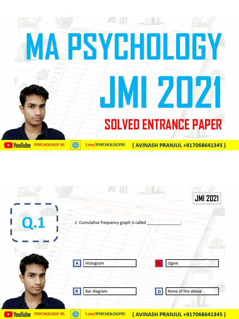 Solved Jmi 2021 (Paper Ma Psychology Entrance Exam 2021) | PDF | Neuron | Chemical Synapse