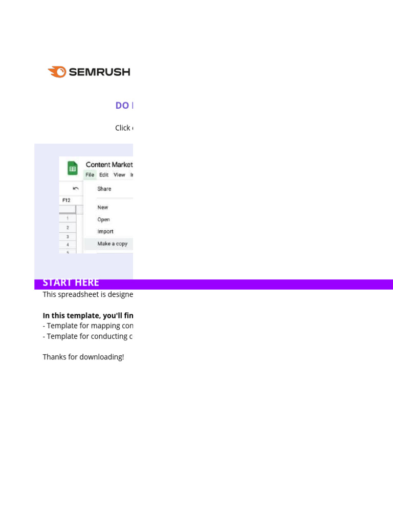 Content Marketing Funnel Mapping Template - Semrush | PDF | Brand ...