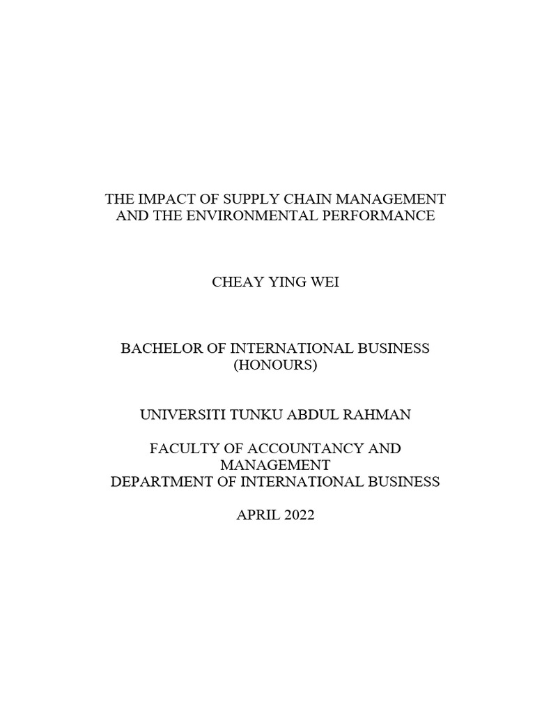 Cheay Ying Wei 1800990 | PDF | Logistics | Supply Chain