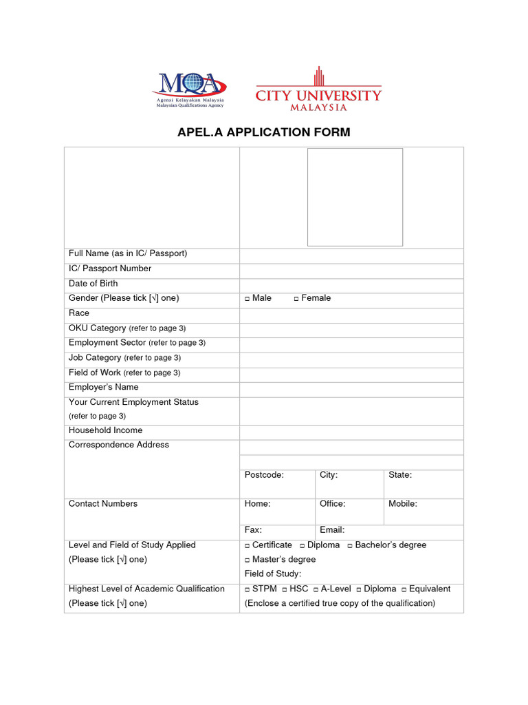 APEL.A Application Form | PDF | Academic Degree