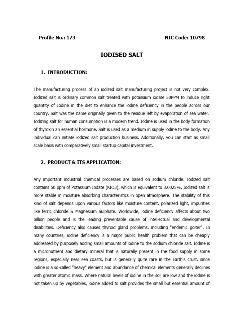 Iodised Salt Pdf Salt Iodine