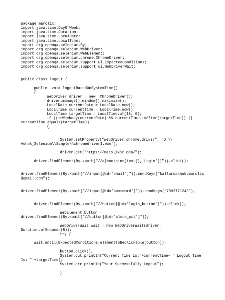 Logout Method | PDF | Login