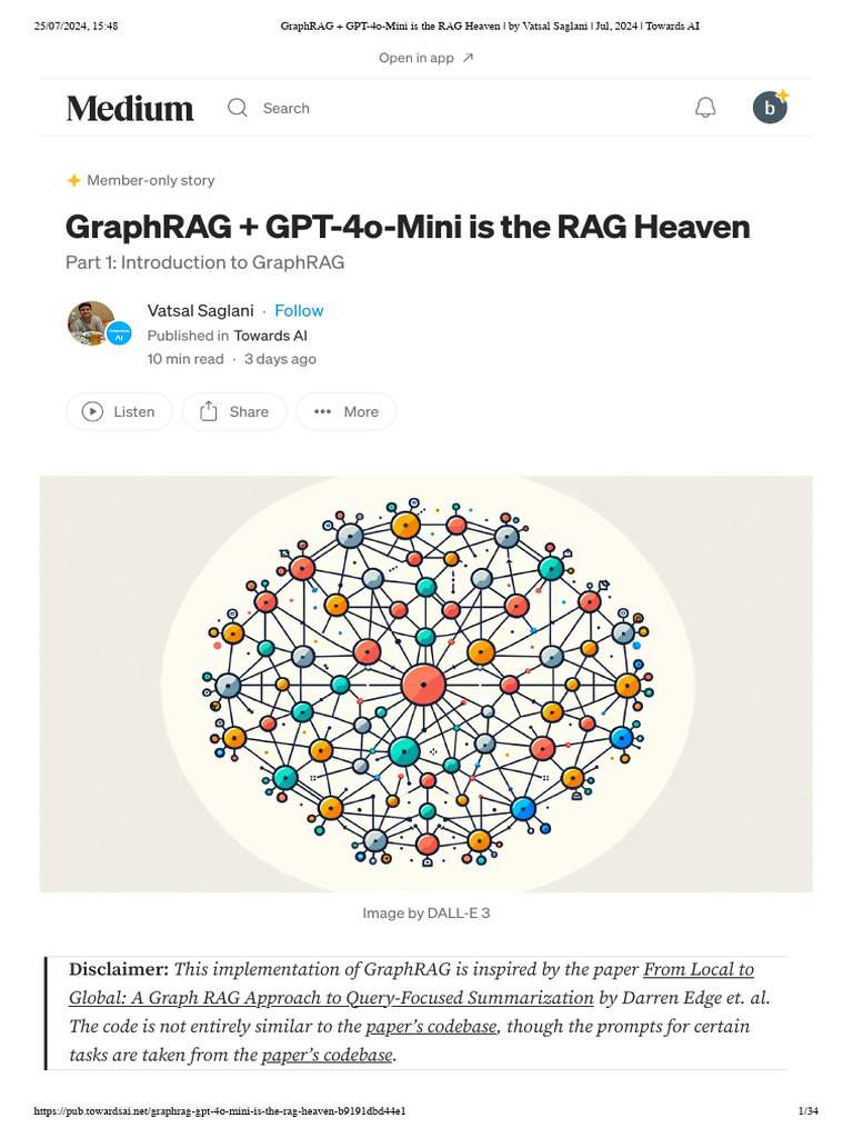 GraphRAG + GPT-4o-Mini Is The RAG Heaven - by Vatsal Saglani - Jul, 2024 - Towards AI | PDF ...