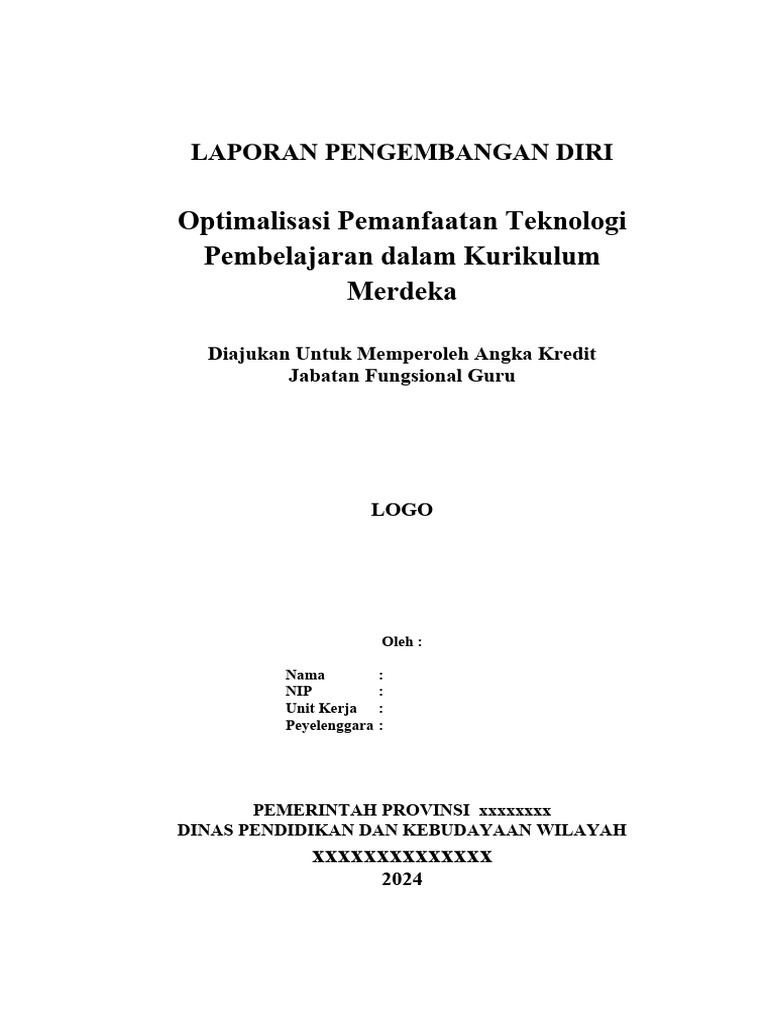2024 - Laporan Pengembangan Diri Diklat - Optimalisasi Pemanfaatan Teknologi Pembelajaran Dalam ...