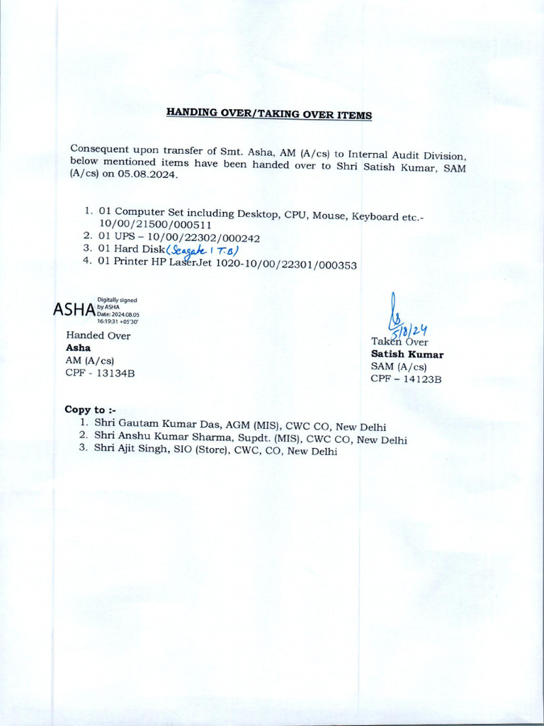 Handing Taking Over | PDF