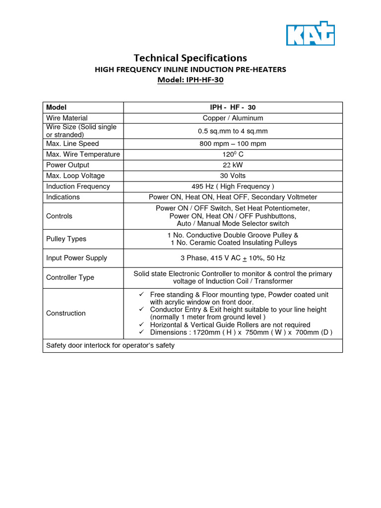 In-Line Induction Preheater - IPH-HF-30-Standard - 2 Pulleys | PDF ...