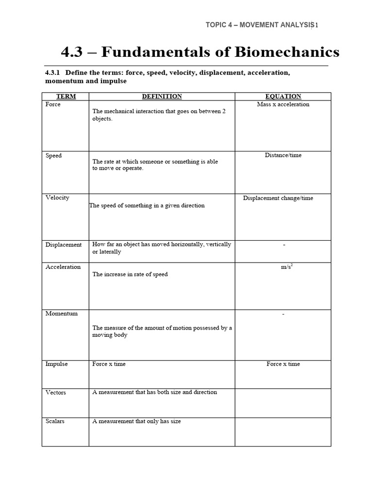 4.3 – Fundamentals of Biomechanics workbook | PDF | Force | Velocity
