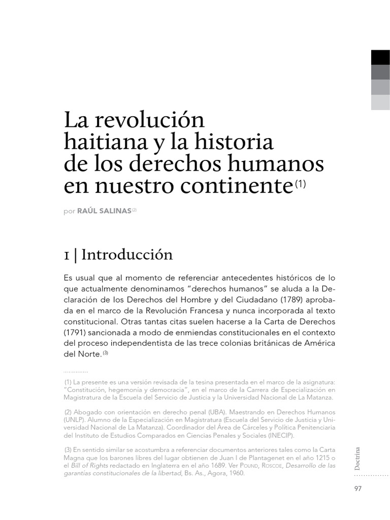 La Revolucion Haitiana y La Historia de Los Derechos Humanos en Nuestro Continente | PDF ...