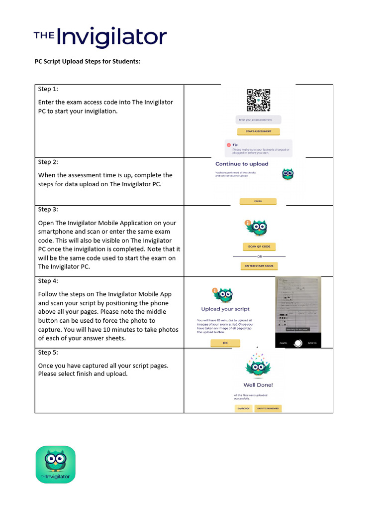Teneo Script Upload Instructions For Invigilator | PDF