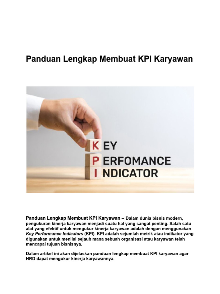 Panduan Lengkap Membuat KPI Karyawan | PDF | Bisnis | Pengelolaan ...
