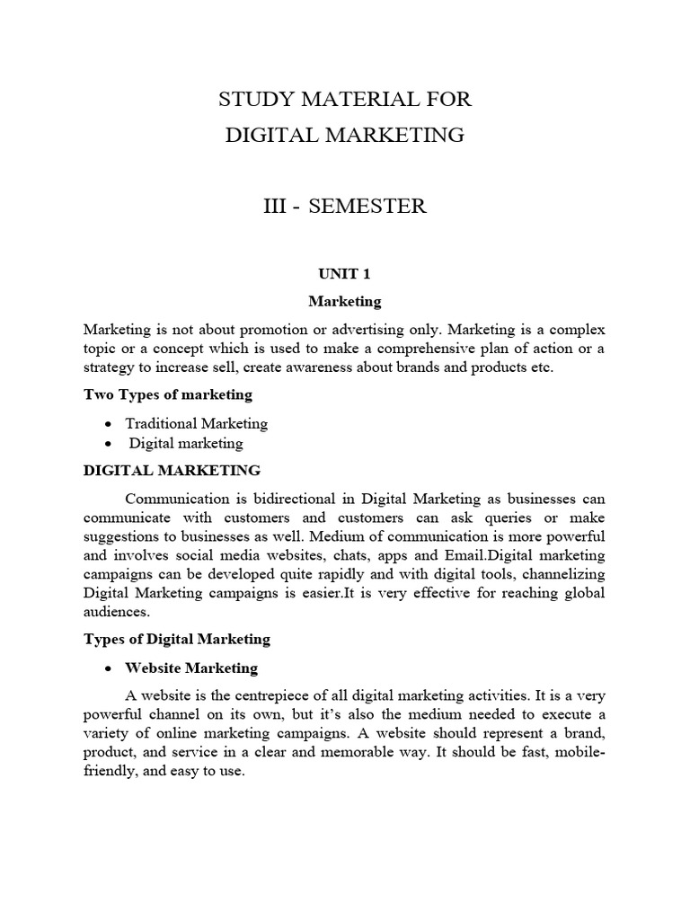 STUDY MATERIAL FOR Marketing | PDF | Search Engine Optimization ...