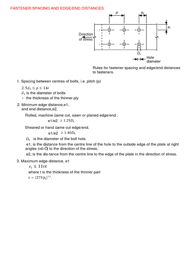 Fastener Spacing and Edge/End Distances | PDF