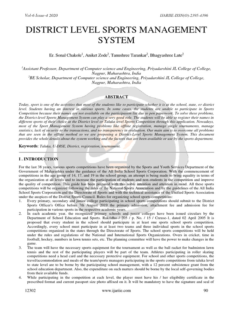 District Level Sports Management System Ijariie12302 | PDF | Websites ...