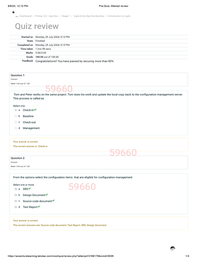Introduction To Agile Pre-Quiz - Attempt Review | PDF | Agile Software ...