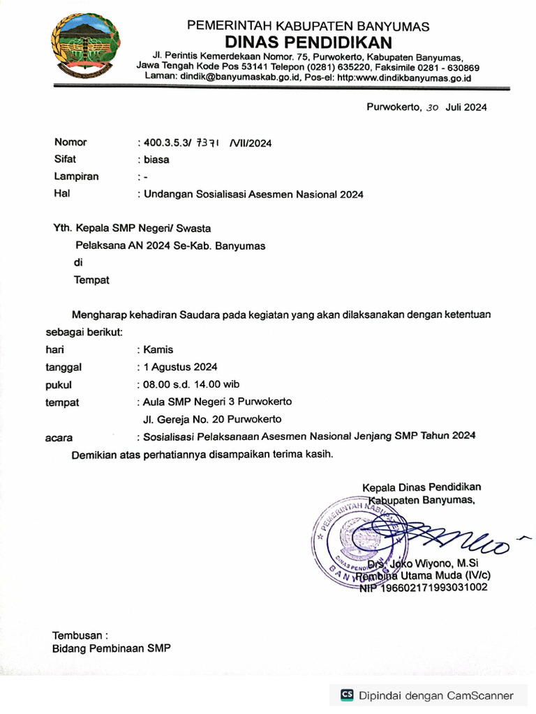Undangan Sosialisasi Asesmen Nasional 2024 Pdf