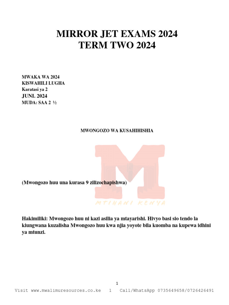 Kiswahili Pp2 Scheme | PDF