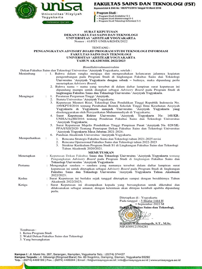 SK Advisory Board 2022 2023 - New | PDF | Teknologi & Rekayasa