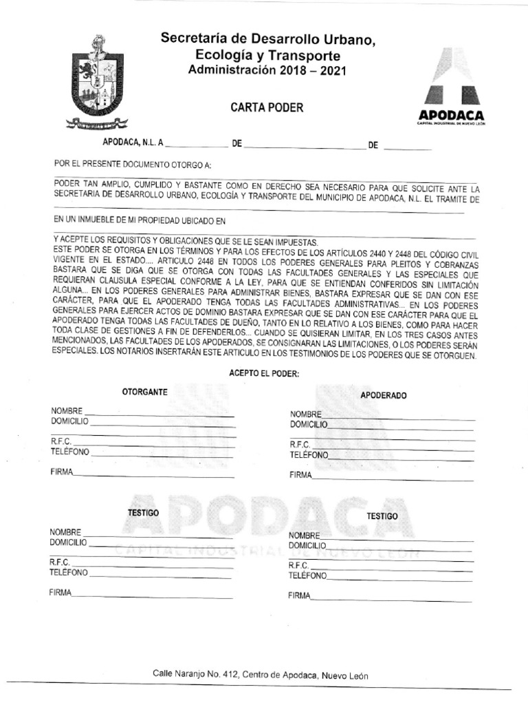 Carta Poder Apodaca | PDF