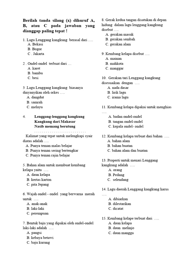 SOAL ULANGAN Pts-Plbj-Kelas-2-Daring | PDF