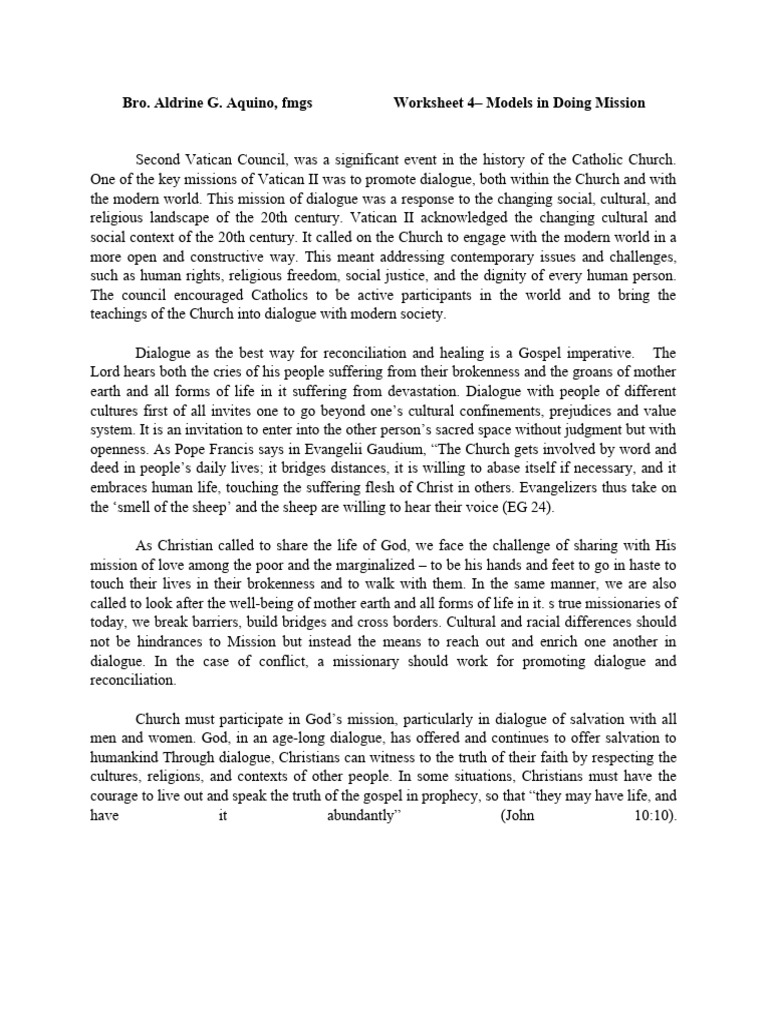 Vatican II: Dialogue and Mission Strategies | PDF | Catholic Church ...