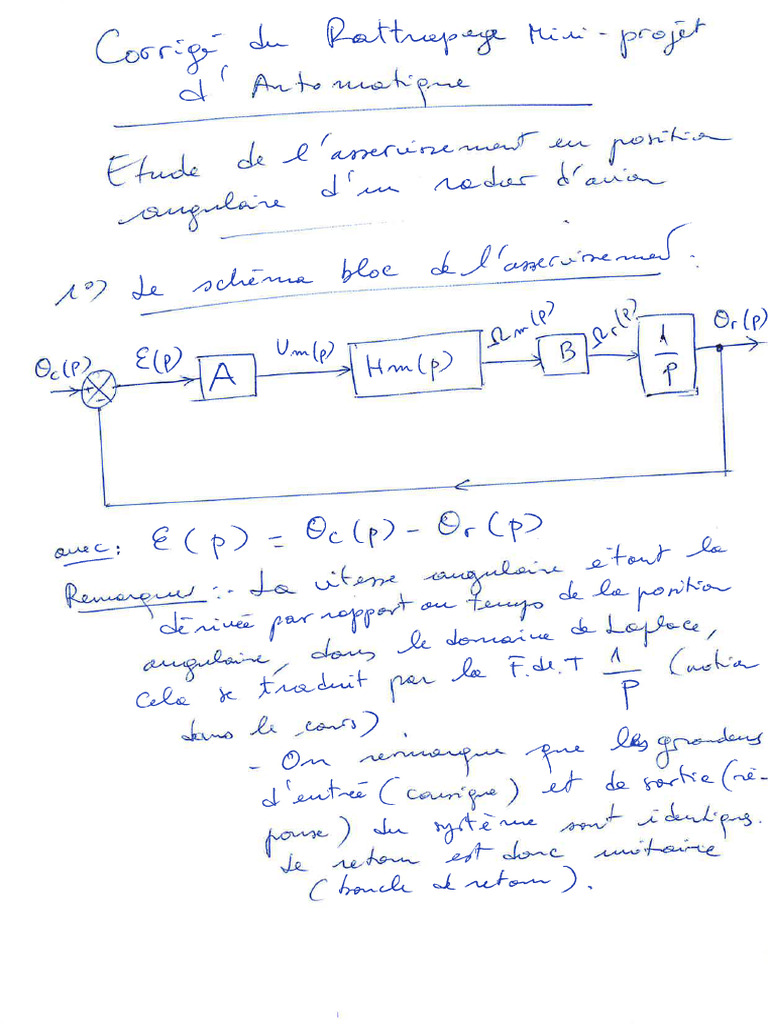 Corrigé Rattrapage Mini-Projet Automatique | PDF