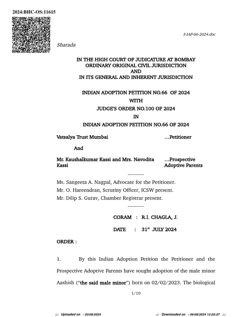 VATSALYA TRUST Vs KAUSHALKUMAR KASSI AND NAVODITA KASSI (PROP. ADOP ...
