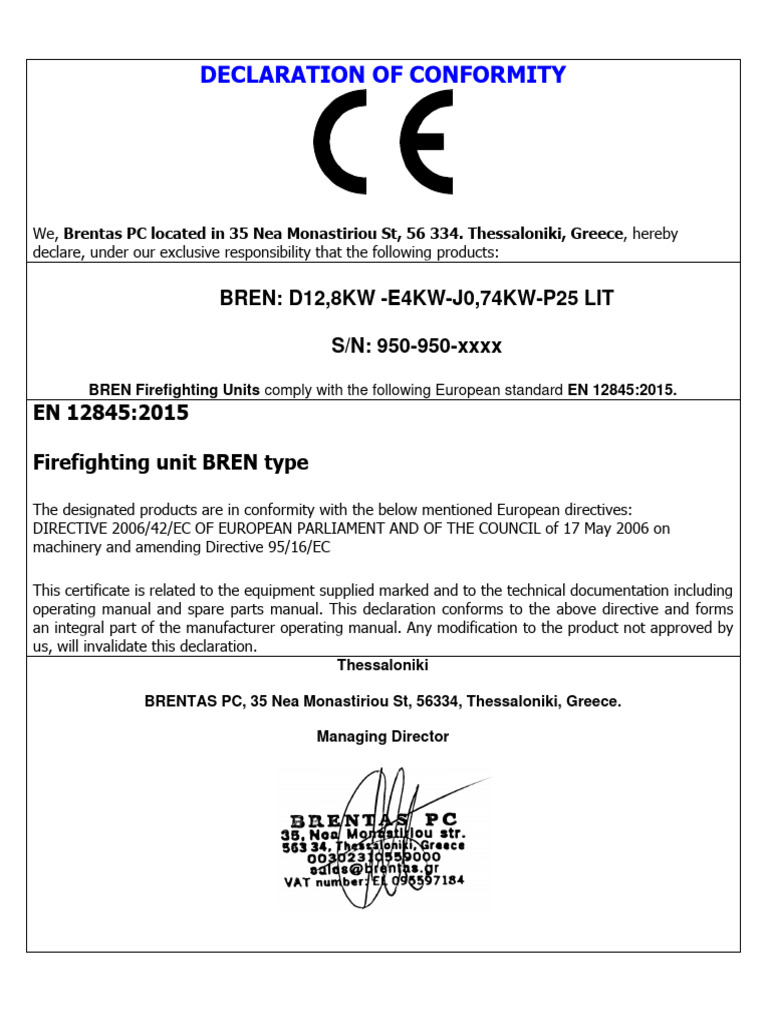 03. Declaration of Conformity EN12548 | PDF