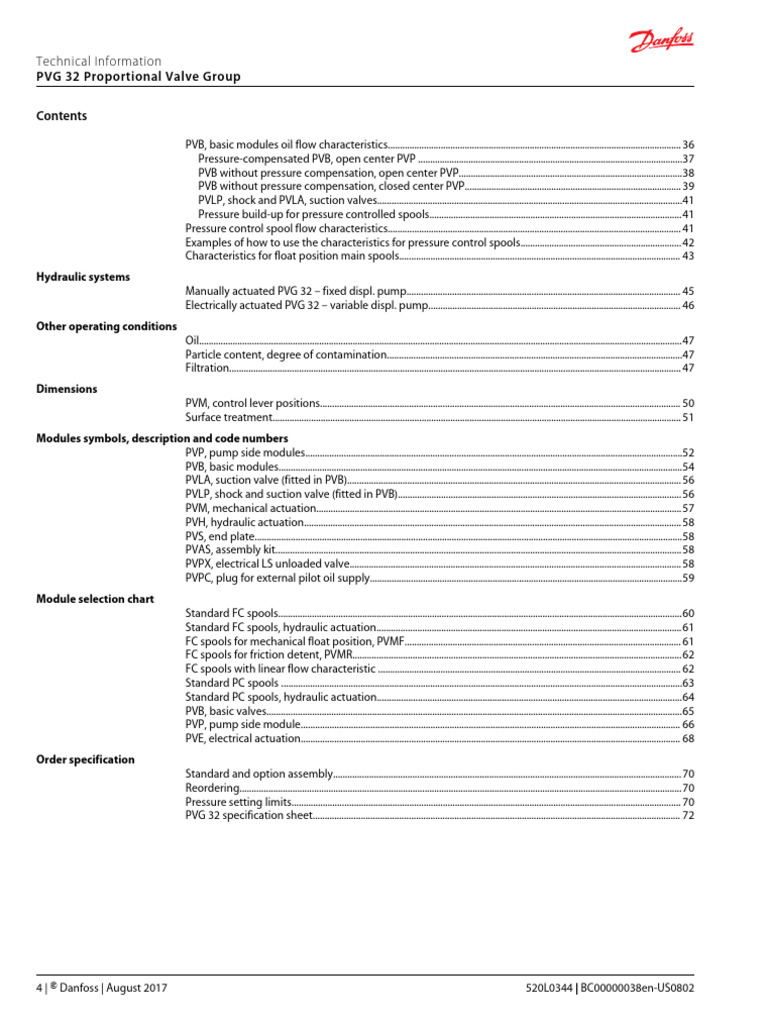 PVG 32 Proportional Valve Group: Technical Information | PDF | Valve | Pump