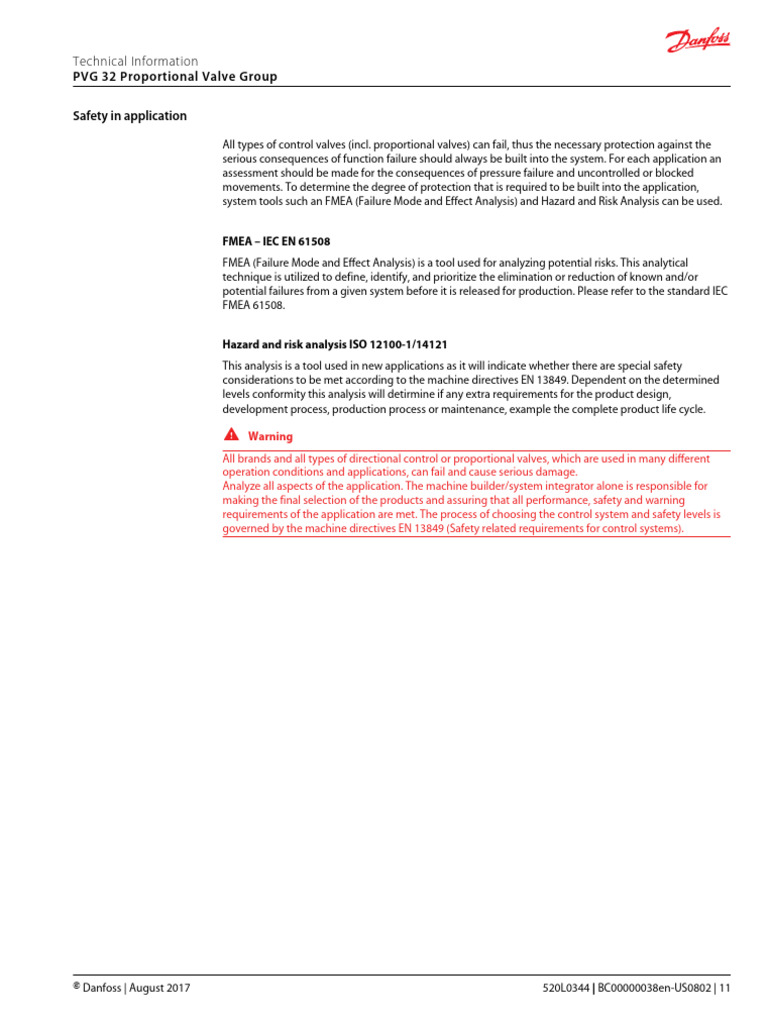 PVG 32 Proportional Valve Group Safety in Application: Technical ...