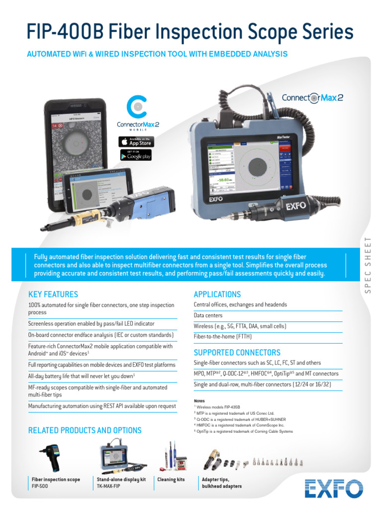 Exfo Spec-sheet Fip-400b-Series v8 En | PDF | Usb | Optical Fiber