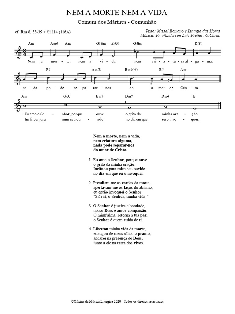 Nem a Morte, Nem a Vida: Letra e Cifras | PDF | Louvor | Adoração e ...