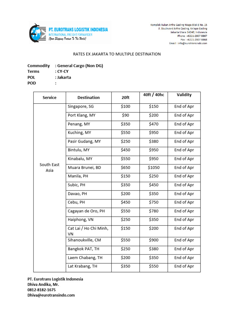 Eurotrans Quotation For Iec Member April | PDF | Freight Transport