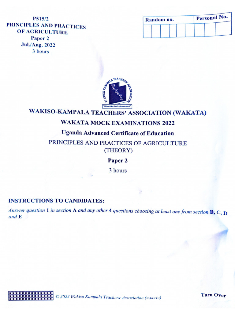 WAKATA MOCK EXAMS 2022 O and A Level 37 40 | PDF