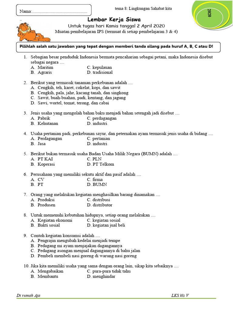 LKS Tema 8 IPS Kelas 5 k13 | PDF