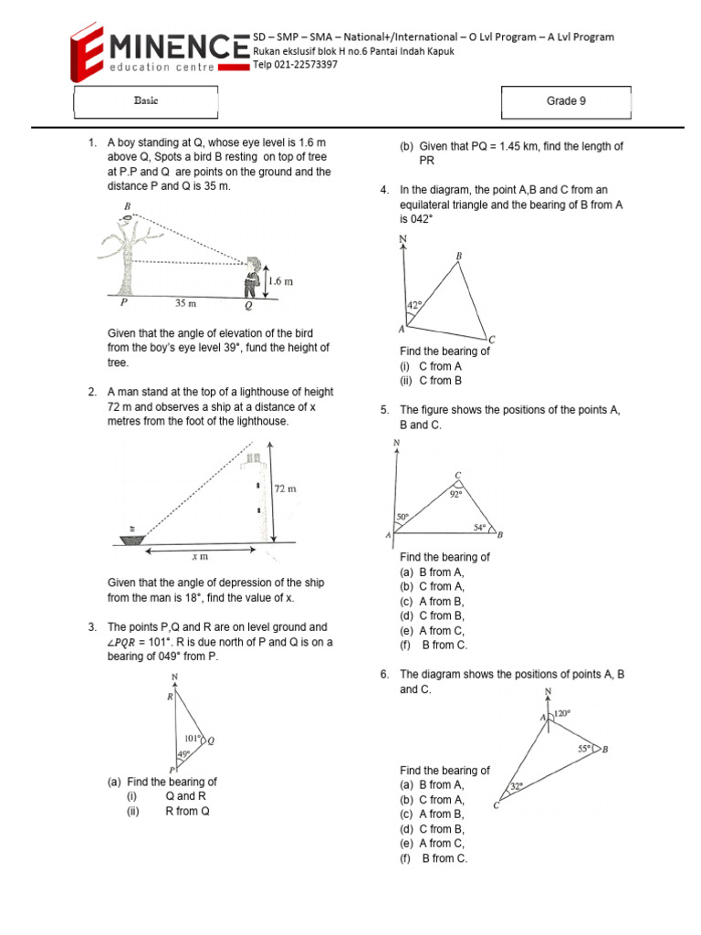 07a Application of Trogonometry (Basic) | PDF | Euclidean Geometry | Triangle Geometry