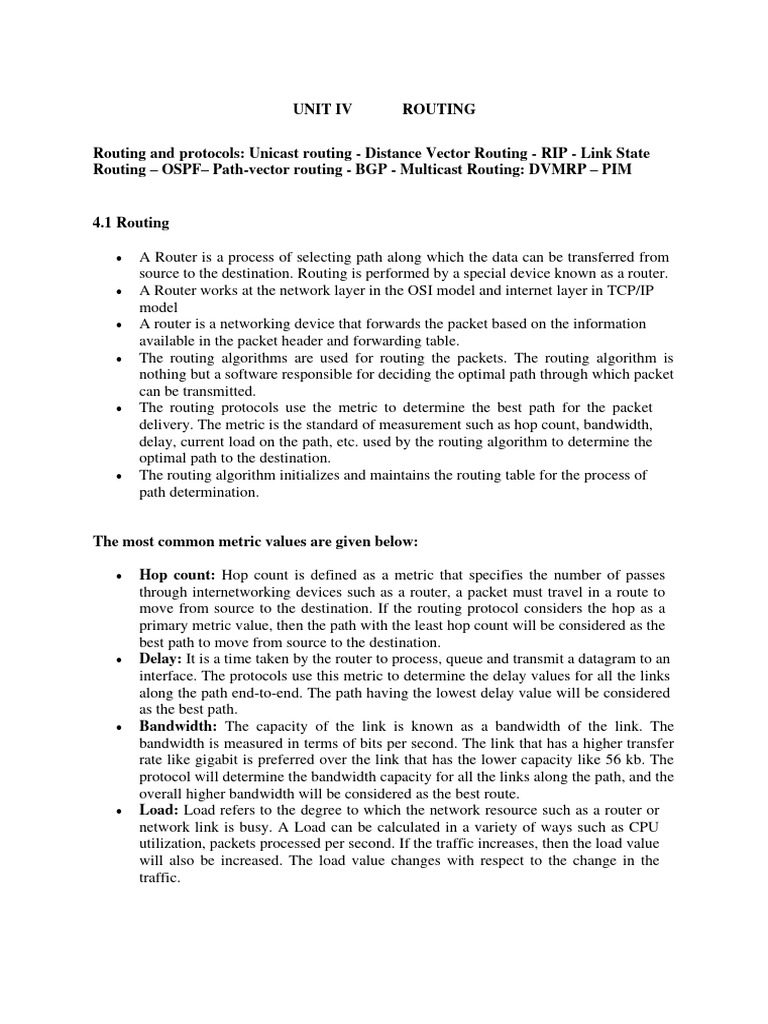 Cs3591-Unit 4 | PDF | Routing | Wide Area Network