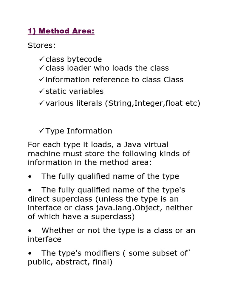 Fifth - Various - Runtime - Areas in Java | PDF | Java Virtual Machine | Method (Computer ...