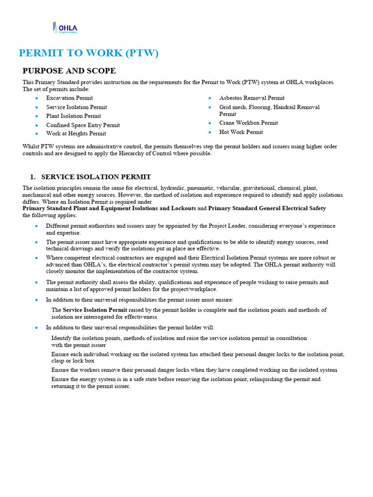 Permit to Work | PDF | Safety | Occupational Safety And Health
