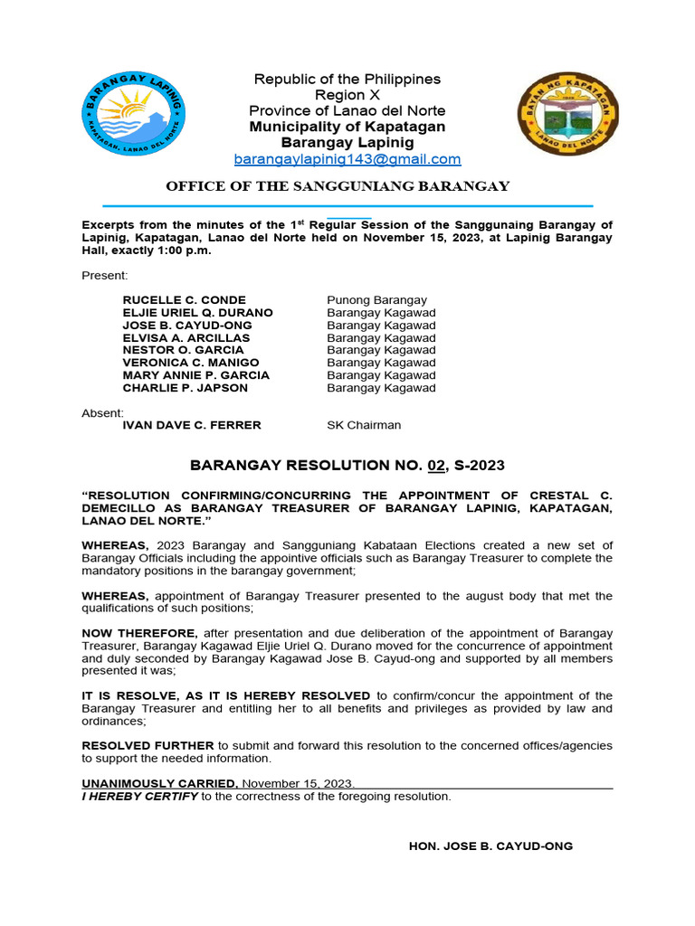 Reso. 2 Tres. Concurring | PDF