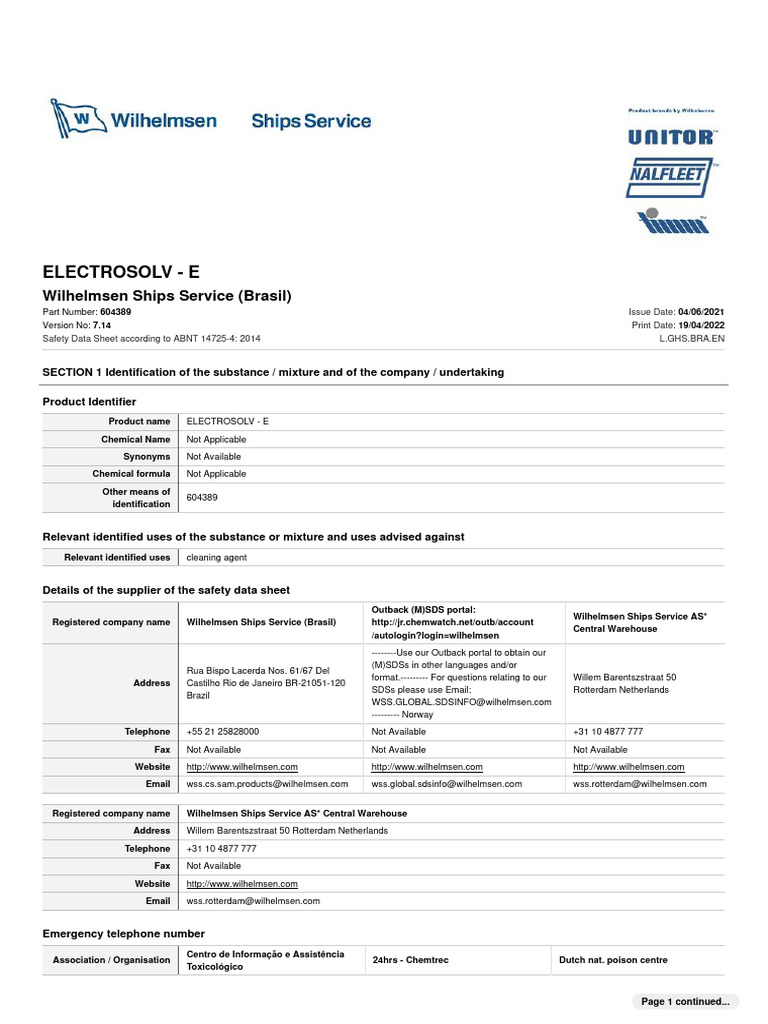 Electrosolv - e 25 LTR | PDF | Chemistry