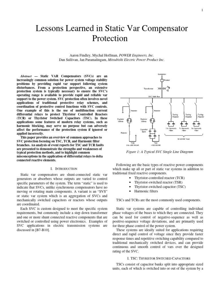 Lessons Learned in Static Var Compensator Protection | PDF | Transformer | Electrical Equipment