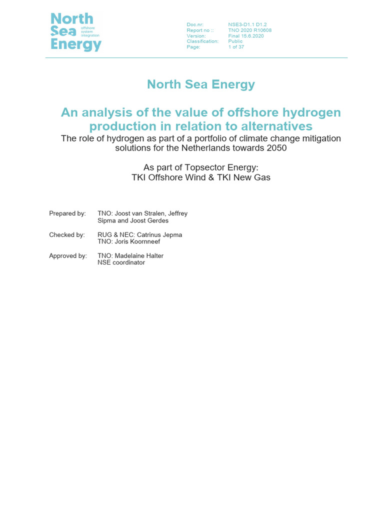 An Analysis of The Value of Offshore Hydrogen Production in Relation To ...