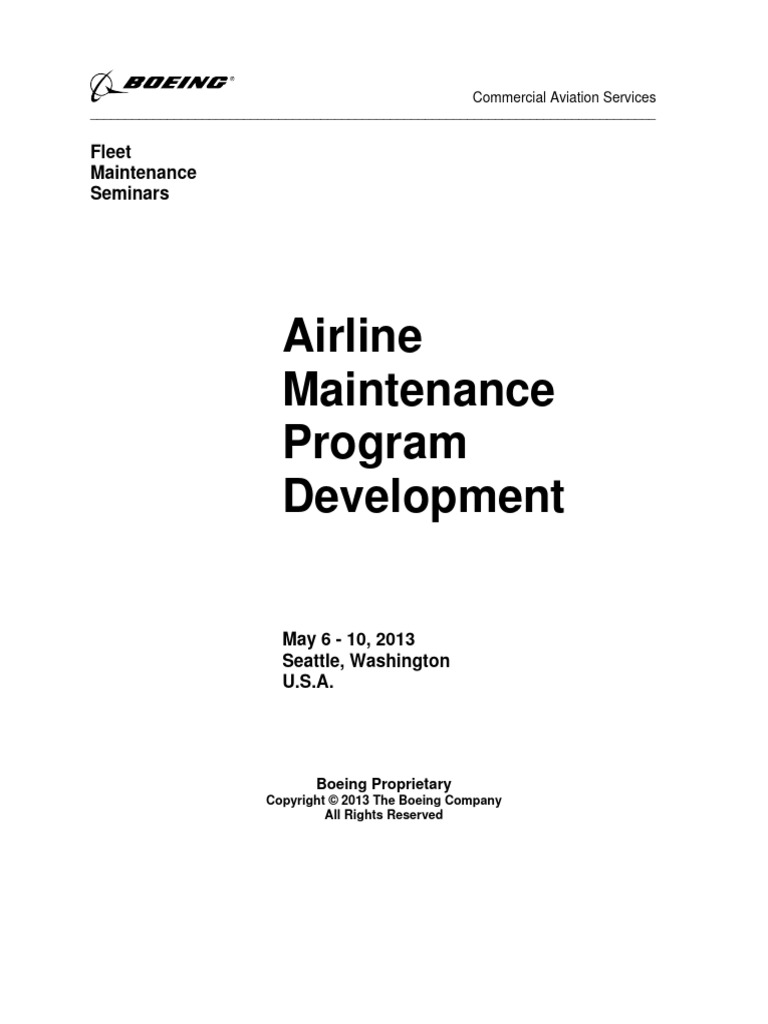 Airline Maintenance Program Development Seminar May 2013 | PDF | Reliability Engineering | Aviation
