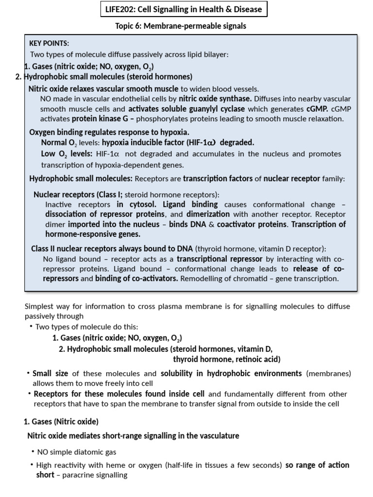 Lecture 6 NOTES Membrane Permeant Signals - Tagged | PDF | Cell ...