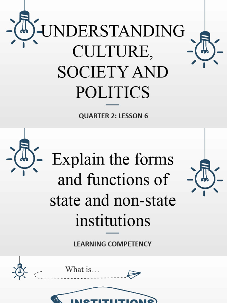 Ucsp - Lesson 6-State and Nonstate Insitutions | PDF | Cooperative | Banks