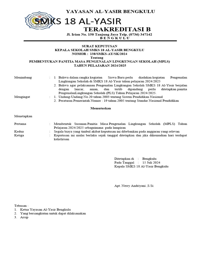 SK Dan Jadwal PPS 2019 | PDF